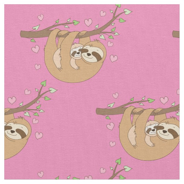 Cute Sloth Baby Nursery Decor Fabric | Zazzle