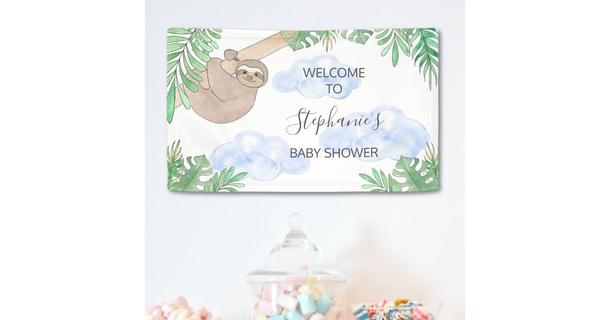 Cute Sloth Baby Shower Banner | Zazzle