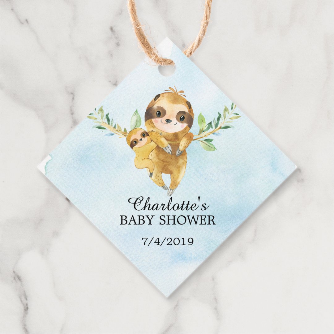 Cute Sloth Baby Shower Favor Gift Tag | Zazzle