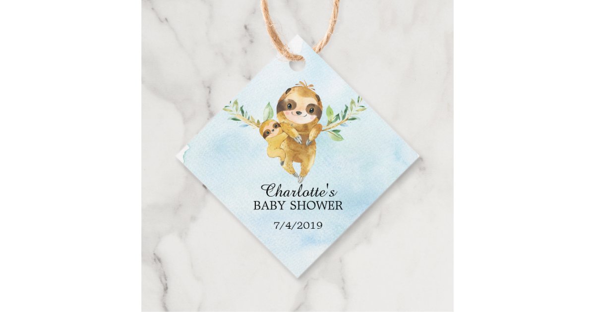 Cute Sloth Baby Shower Favor Gift Tag | Zazzle