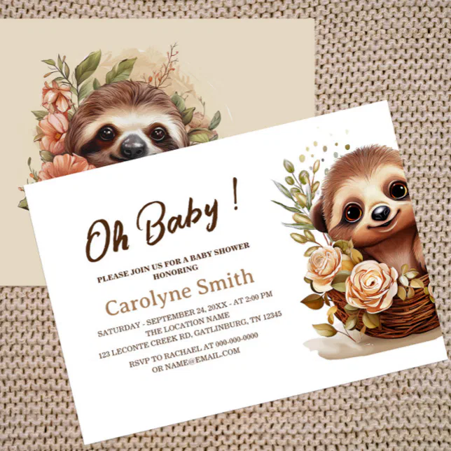 Cute Sloth Baby Shower Invitation | Zazzle