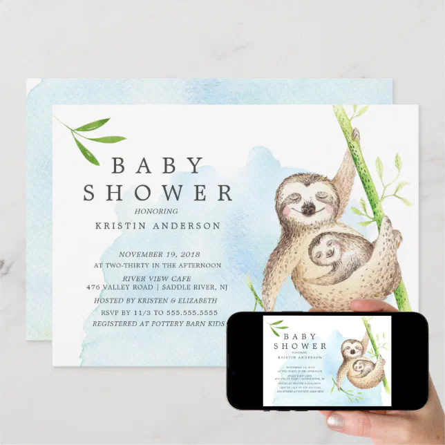 Cute Sloth Baby Shower Invitation | Zazzle