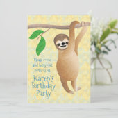 Cute Sloth Birthday Party Hang Out Invitation | Zazzle
