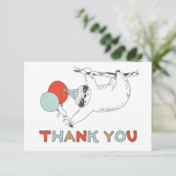 Cute Sloth Birthday Thank You Card | Zazzle