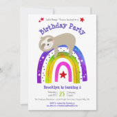 Cute Sloth Boho Rainbow Simple Modern Birthday Invitation | Zazzle