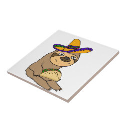 Cute Sloth Eating Taco Original Art Ceramic Tile | Zazzle