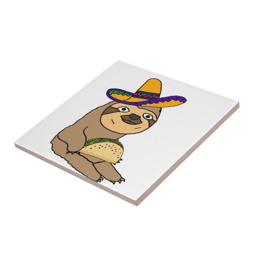 Cute Sloth Eating Taco Original Art Ceramic Tile | Zazzle