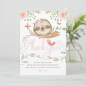Cute Sloth Girl Birthday Thank You Card | Zazzle