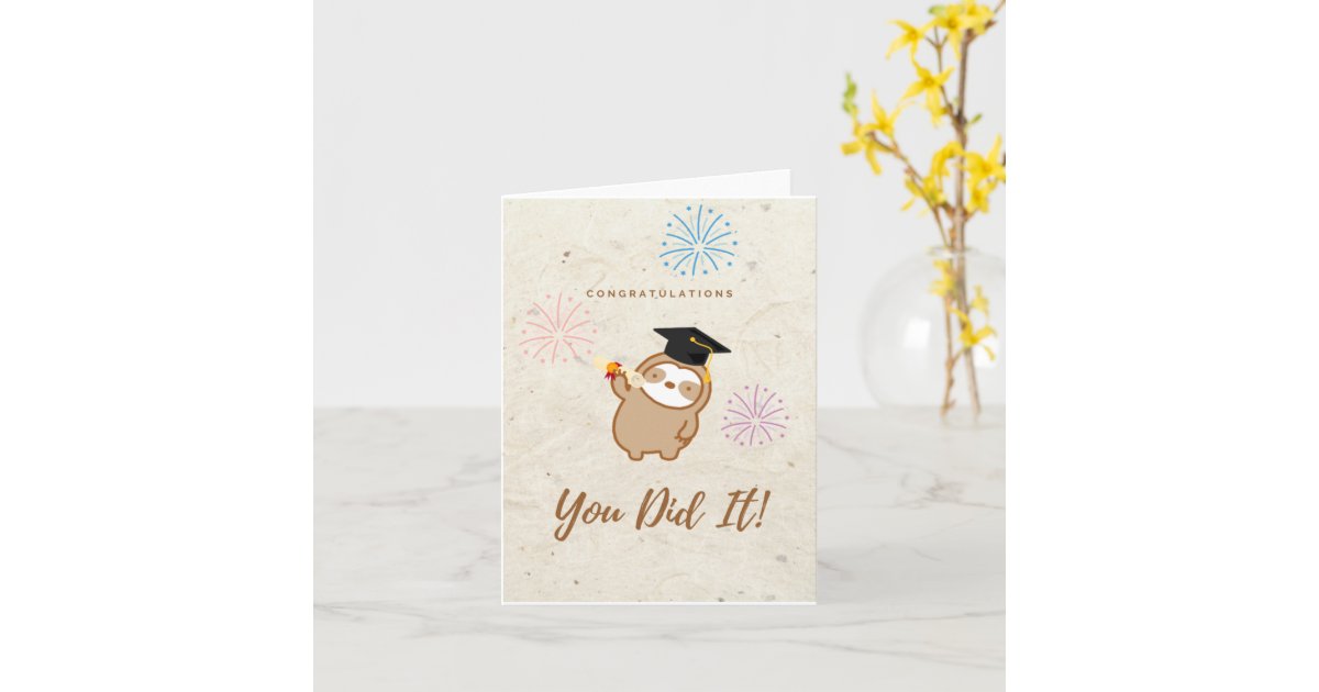 Cute Sloth Graduation Card | Zazzle