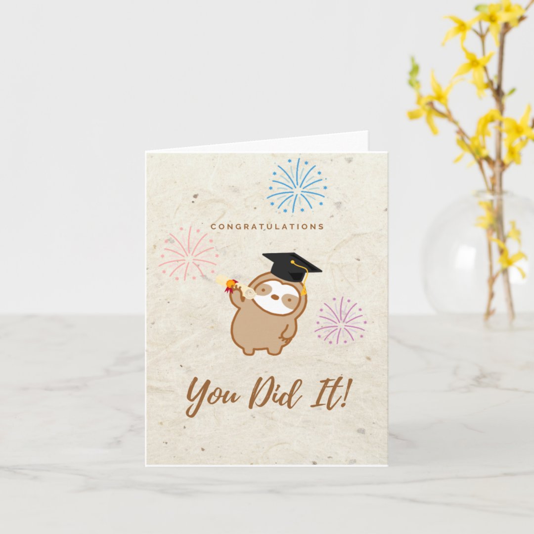 Cute Sloth Graduation Card | Zazzle