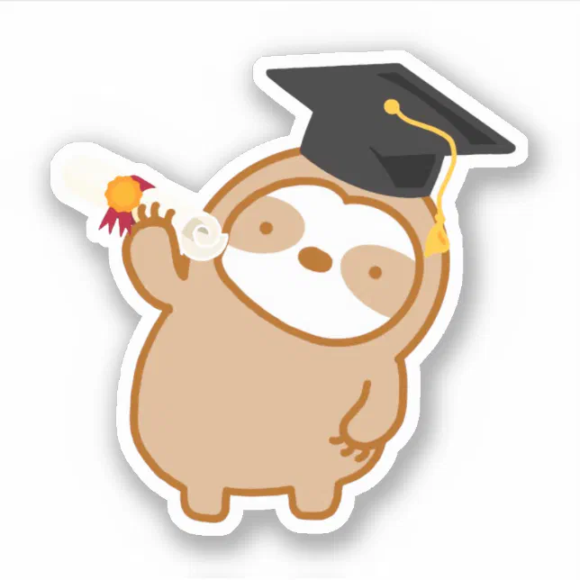 Cute Sloth Graduation Vinyl Sticker | Zazzle