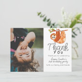 Cute Sloth kid birthday thank you card | Zazzle