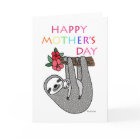 Cute Sloth Mom Baby Happy Mother's Day Rainbow Card | Zazzle