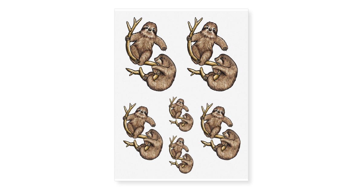 Cute Sloth Pair Temporary Tattoos | Zazzle