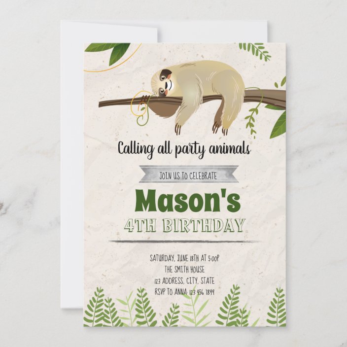 Cute sloth party invitation | Zazzle.com