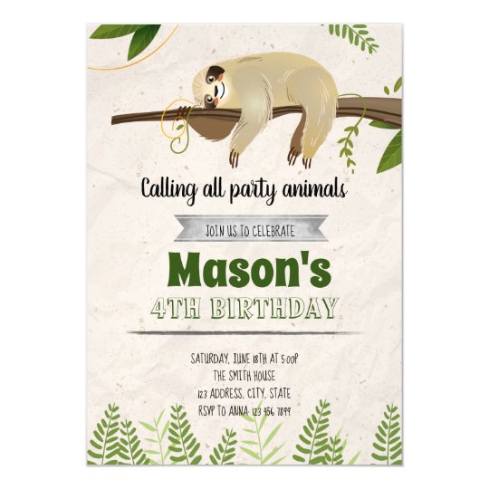 Cute sloth party invitation | Zazzle.com