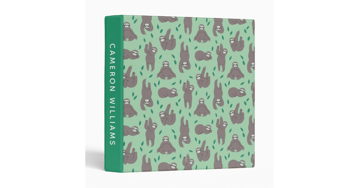 Cute Sloth Pattern | Add Your Name 3 Ring Binder | Zazzle