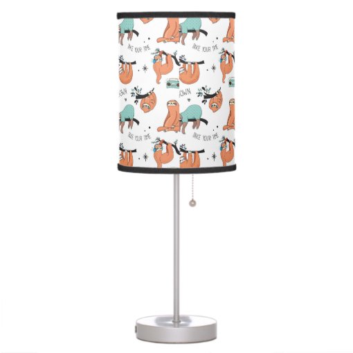 Cute Sloth Pattern Table Lamp | Zazzle