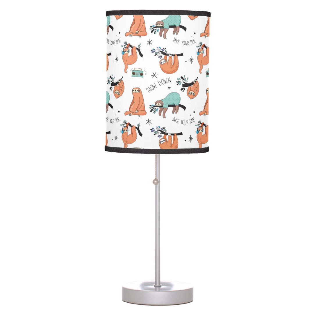 Cute Sloth Pattern Table Lamp | Zazzle