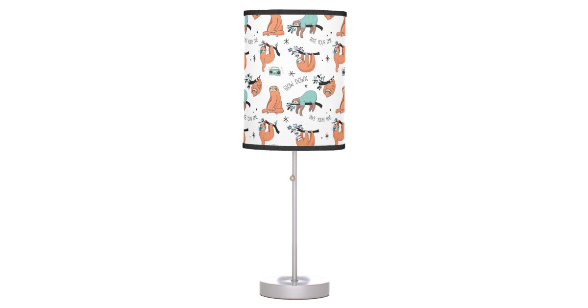 Cute Sloth Pattern Table Lamp | Zazzle