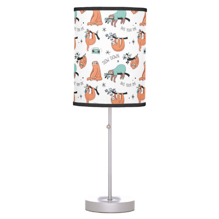 Cute Sloth Pattern Table Lamp | Zazzle
