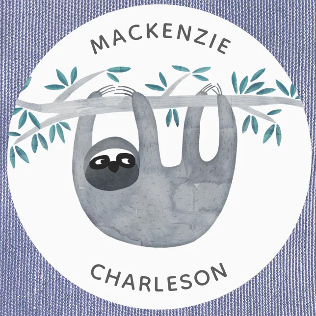 Cute Sloth Personalized Name Labels | Zazzle