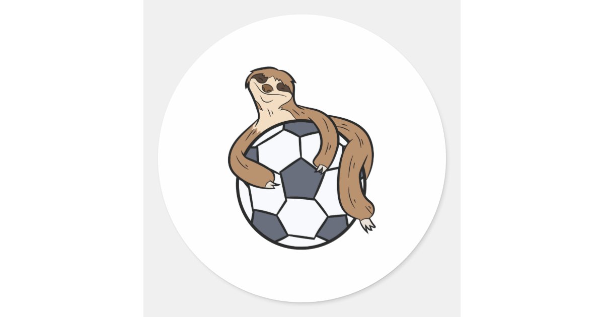 Cute Sloth Soccer Kids Lazy Sloth With Soccer Ball Classic Round ...
