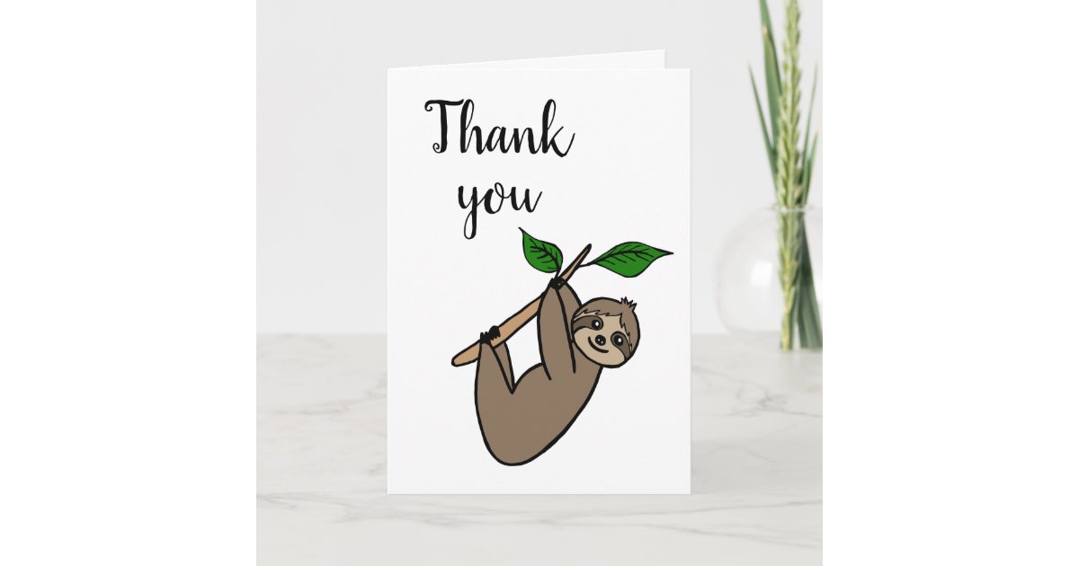 Cute Sloth Thank You Card | Zazzle