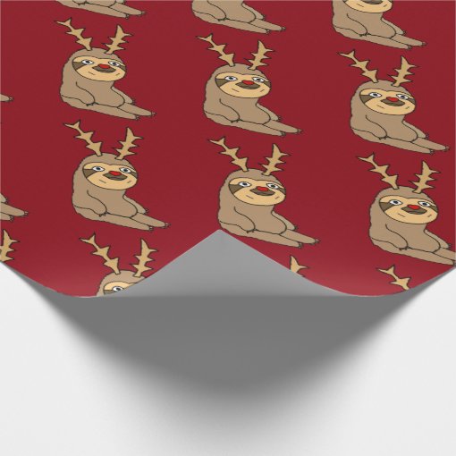 Cute Sloth with Reindeer Antlers Christmas Art Wrapping Paper | Zazzle
