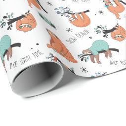 Cute Sloth Wrapping Paper | Zazzle