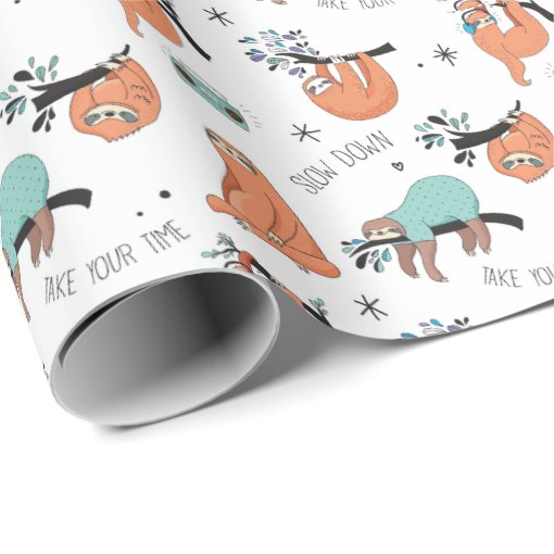 Cute Sloth Wrapping Paper | Zazzle