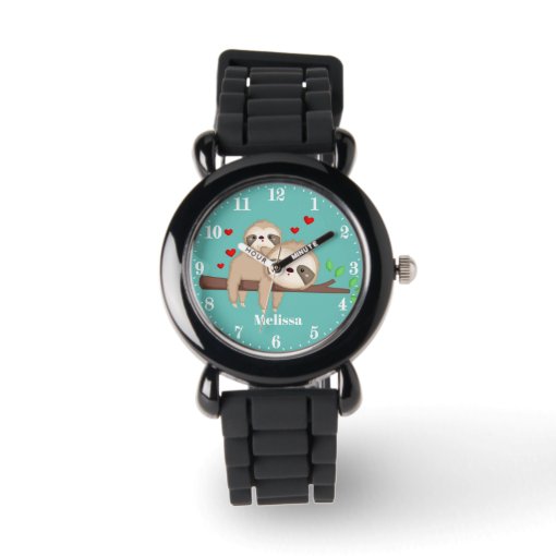 Cute sloths add name girls watch | Zazzle