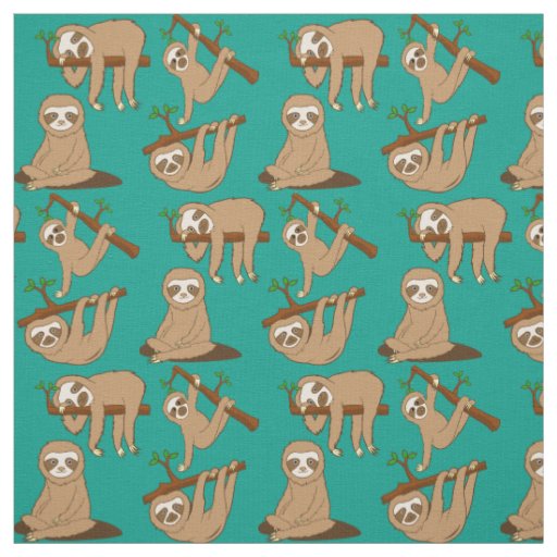 Cute Sloths Fabric | Zazzle