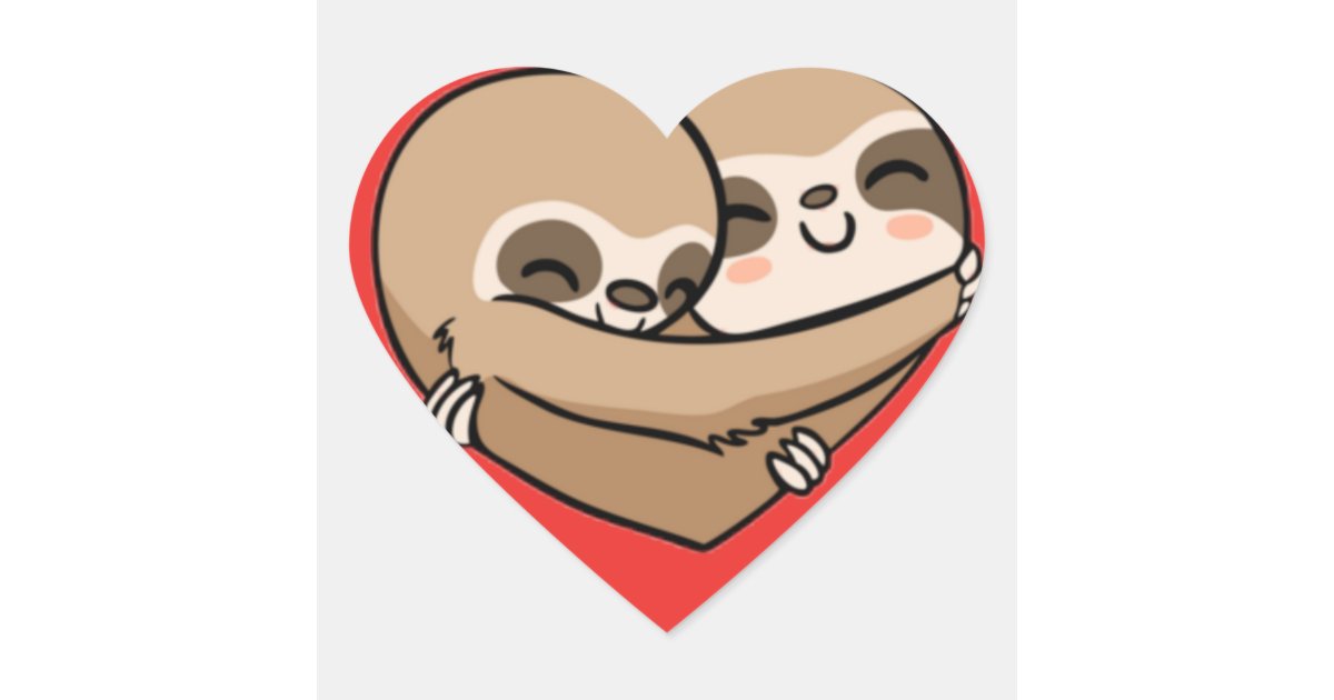 Cute Sloths Hugging Heart Sticker | Zazzle