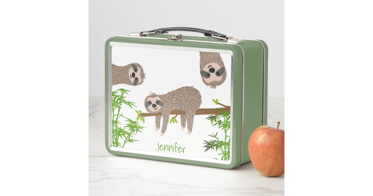Cute Sloths Monogrammed Lunch Box | Zazzle