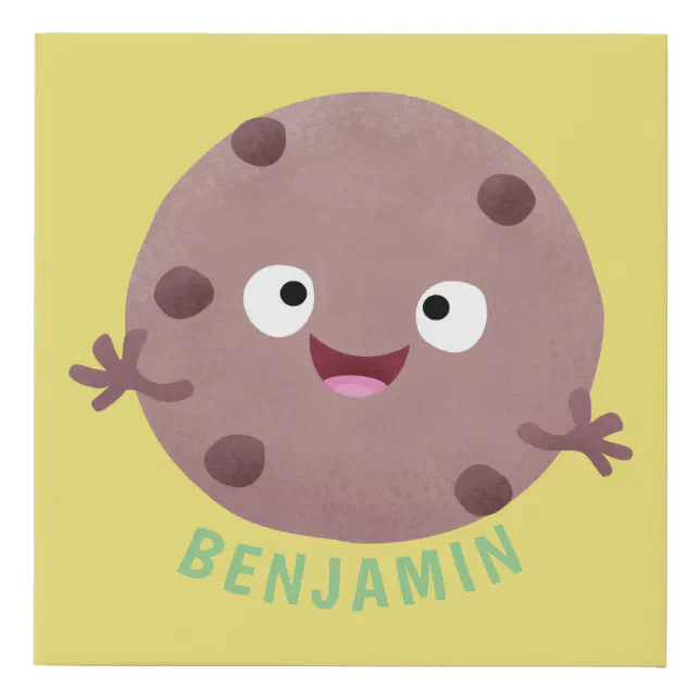 Cute smart chocolate chip cookie cartoon faux canvas print | Zazzle