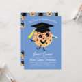 Cute Smart Cookie Graduation Party Cartoon Blue Invitation | Zazzle
