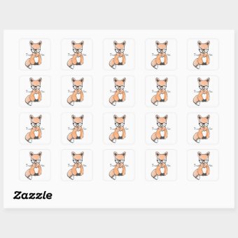 Cute Smart Fox Square Sticker | Zazzle