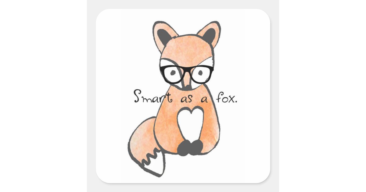 Cute Smart Fox Square Sticker | Zazzle