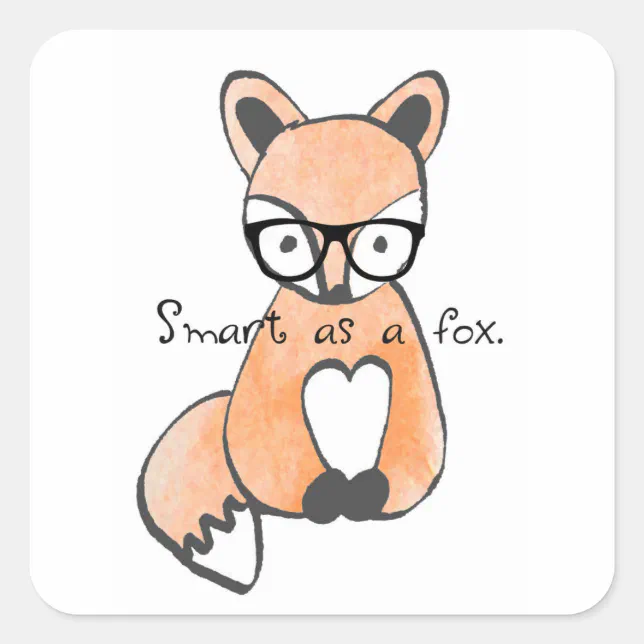 Cute Smart Fox Square Sticker | Zazzle
