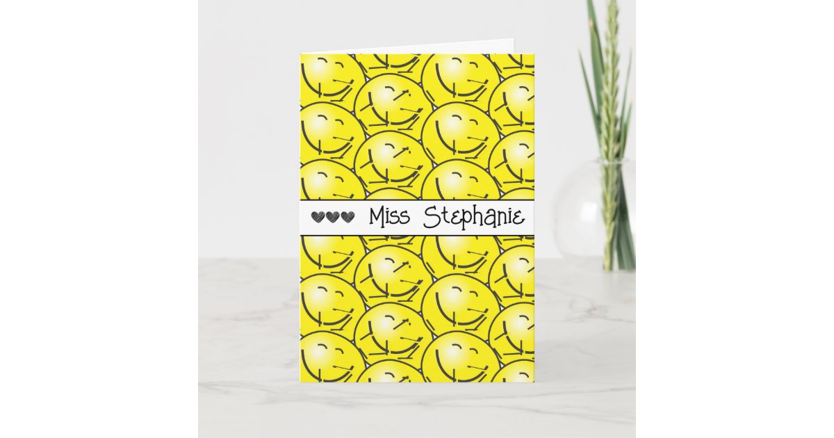 Cute Smile Face Sunshine Helping Me Shine Teacher Thank You Card | Zazzle