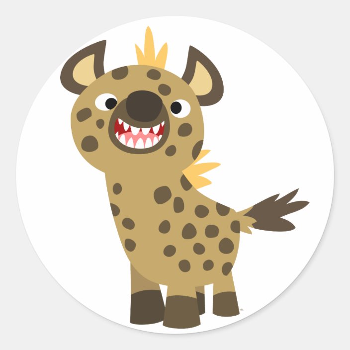 Cute Smiling Cartoon Hyena Sticker | Zazzle.com