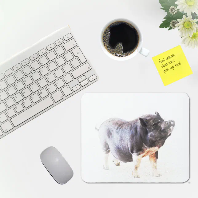 Cute Smiling Farm Pig Art Mouse Pad | Zazzle