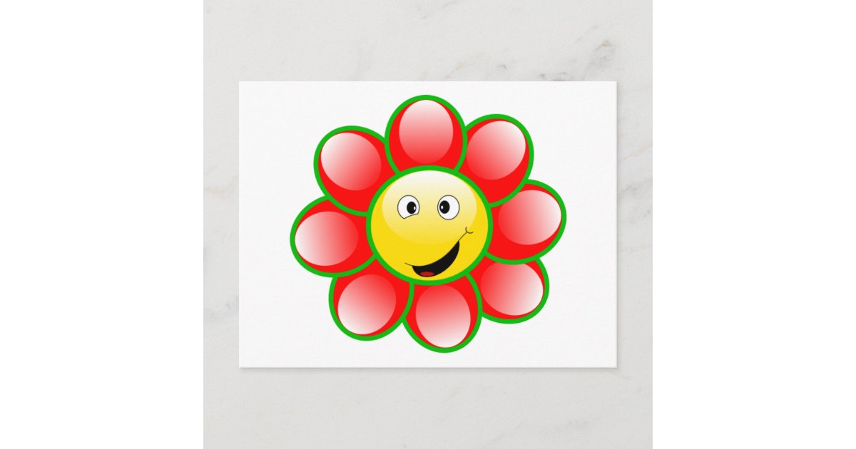Cute Smiling Flower Postcard | Zazzle