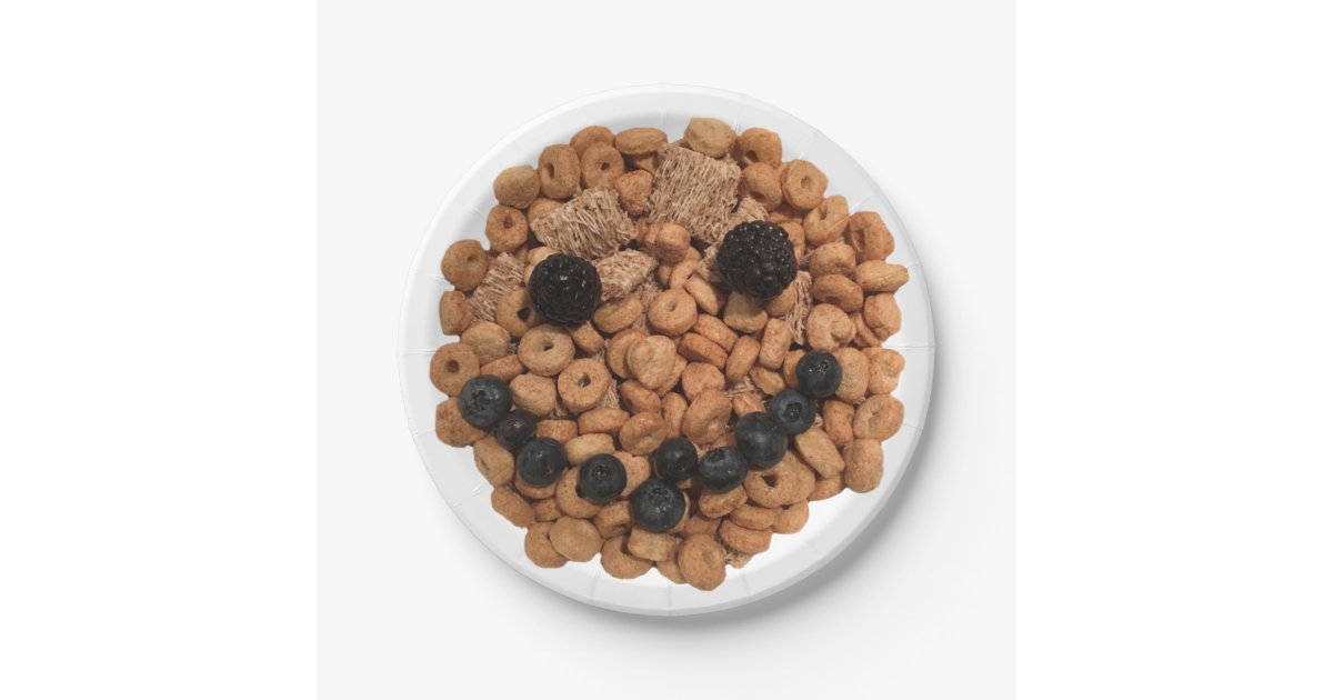 Cute Smiling Fruit and Cereal Face Paper Plates | Zazzle
