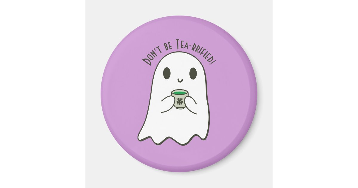 Cute Smiling Ghost & Japanese Tea Kanji Magnet | Zazzle