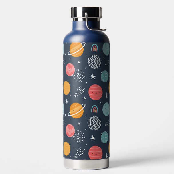 Cute Smiling Planet Pattern Fabric | Zazzle