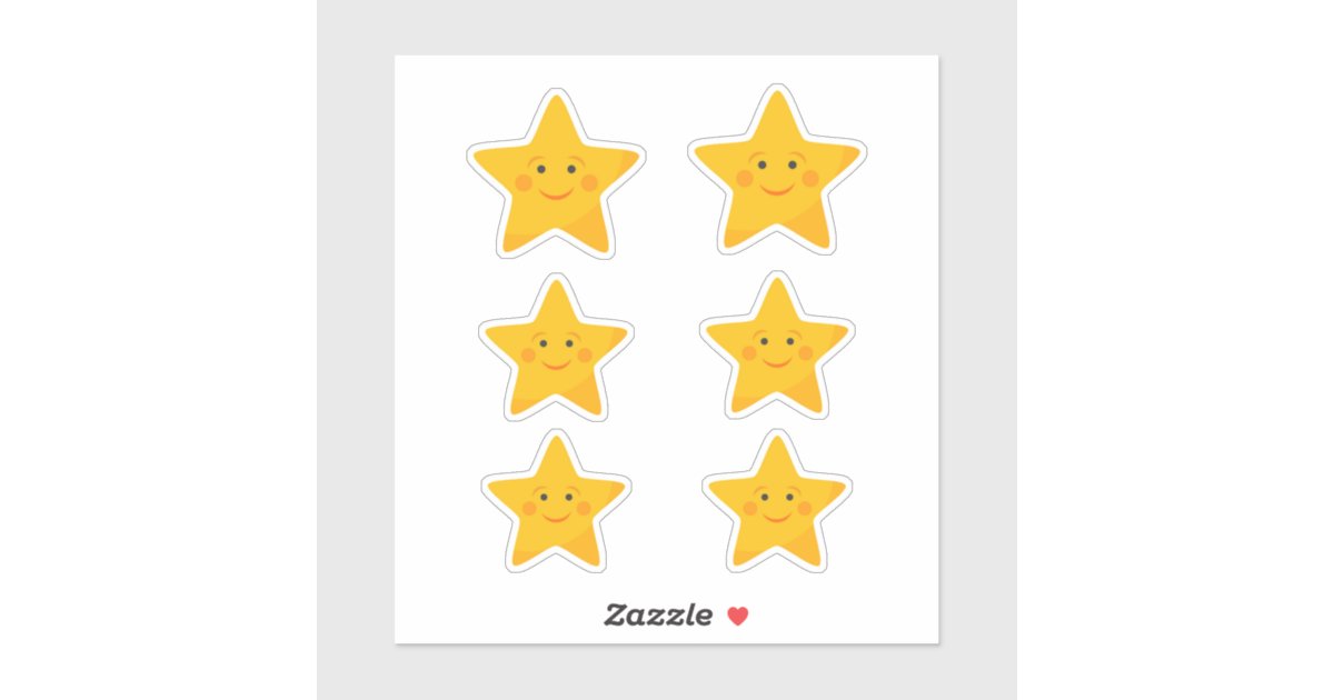 Cute smiling stars Custom-Cut Vinyl Stickers | Zazzle