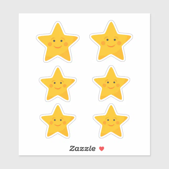 Cute smiling stars Custom-Cut Vinyl Stickers | Zazzle