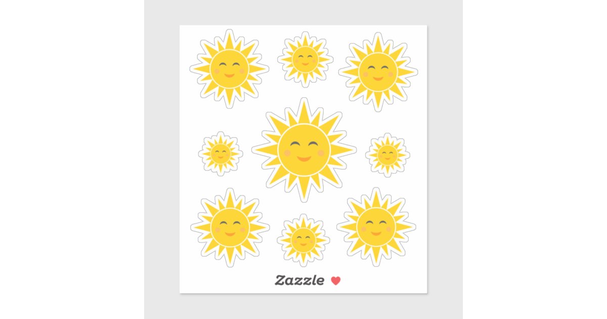 Cute smiling suns Custom-Cut Vinyl Stickers | Zazzle